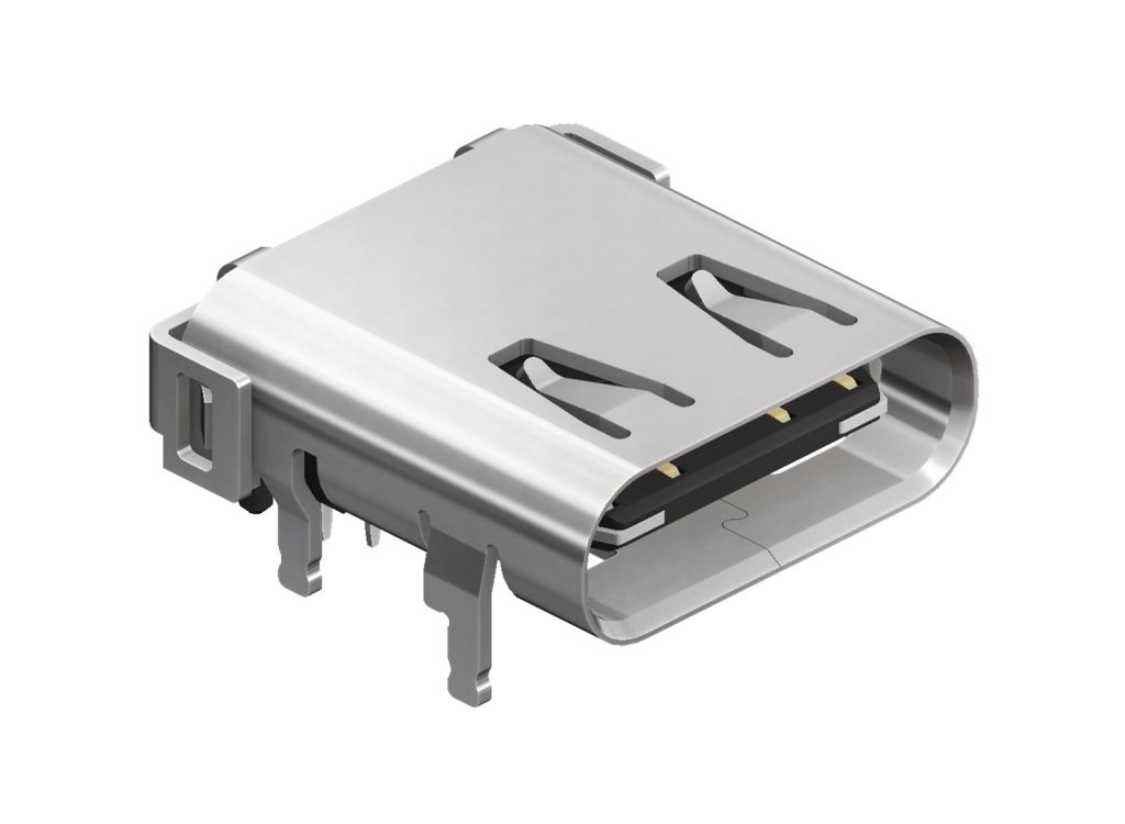 Type-C Female Top Mount, Hybrid Mount 5077CR-24-SMA3-BK-TR