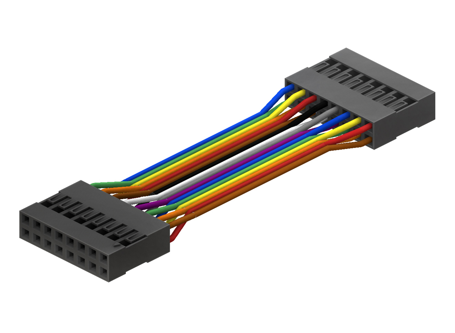 2.54mm Housing Double Rows Connector Multi-Color Flat Cable Assembly ...