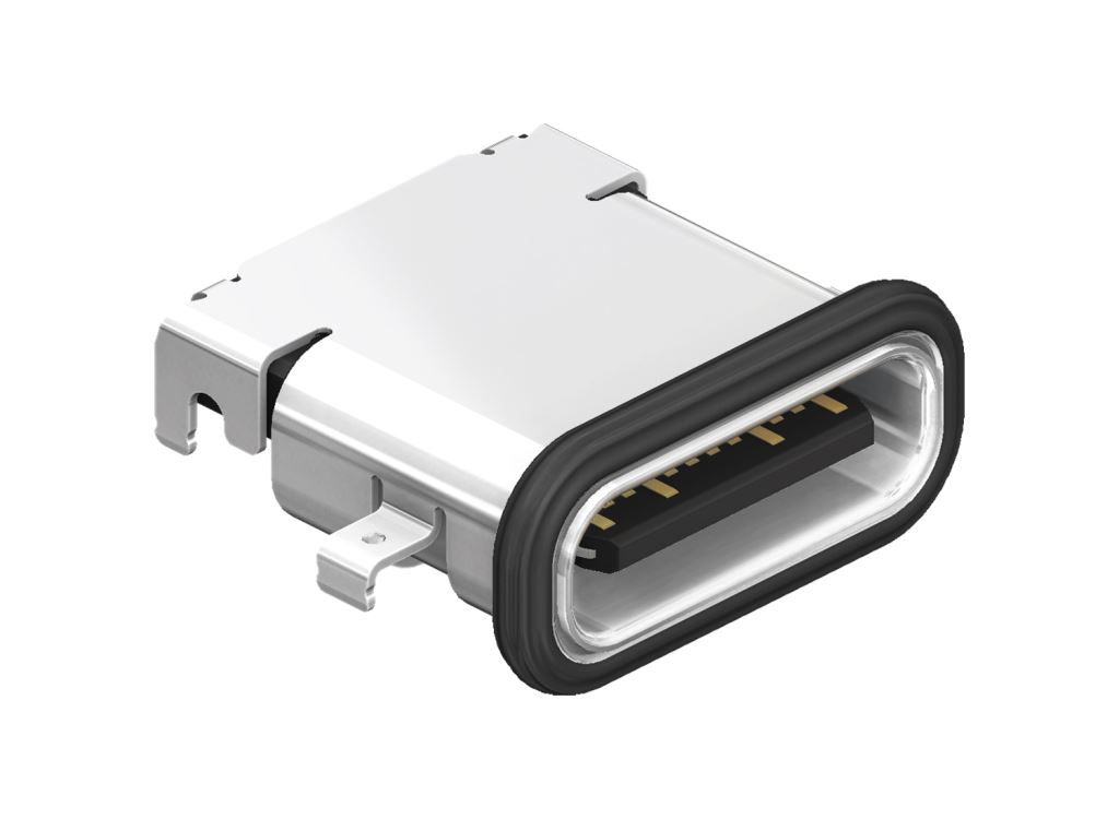USB Type-C 24P Female Right Angle SMD Mid Mount 1.4mm Waterproof IPX7 ...